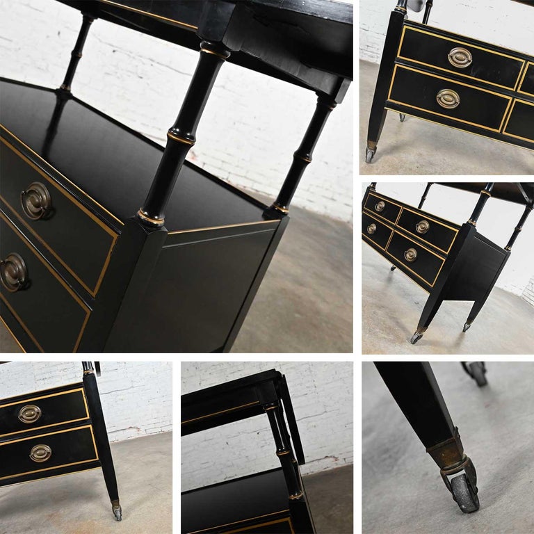 Mid-20th C. Regency Style Drexel Black and Gold Drop Leaf Rolling ...