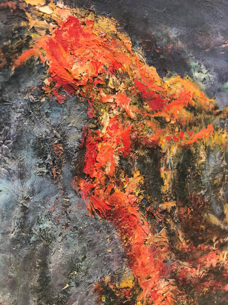 Mid-20th Century Abstract Oil on Canvas Painting For Sale at 1stDibs