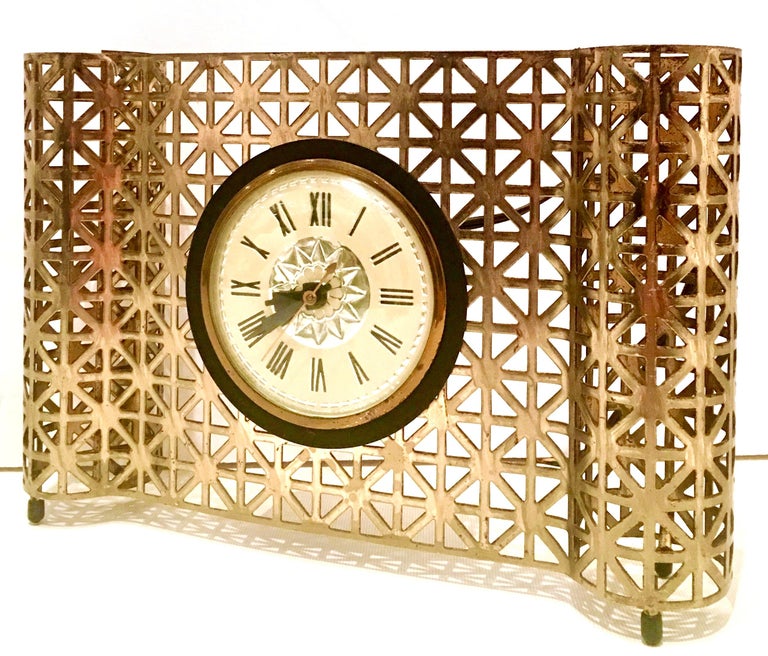 Mid-20th Century American Art Deco Gilt Brass Electrical Clock by, Bilt ...