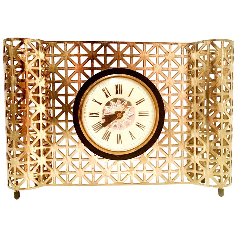 Mid-20th Century American Art Deco Gilt Brass Electrical Clock by, Bilt ...