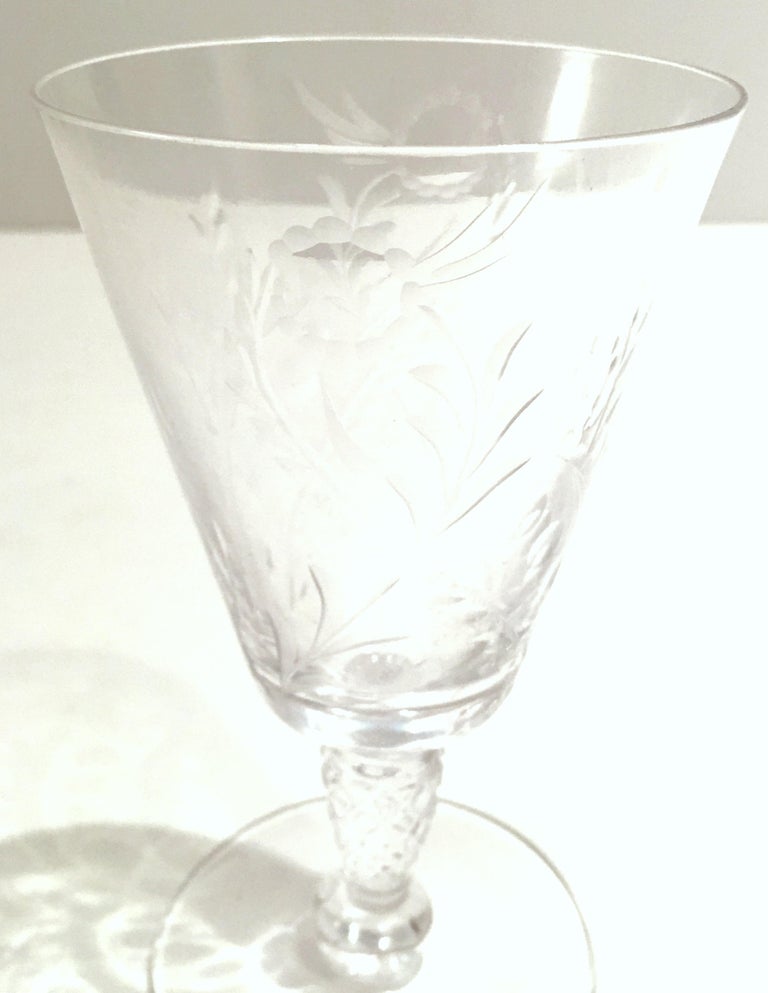 Mid-20th Century American Cut and Etched Crystal Stem Glasses, Set of 8 ...