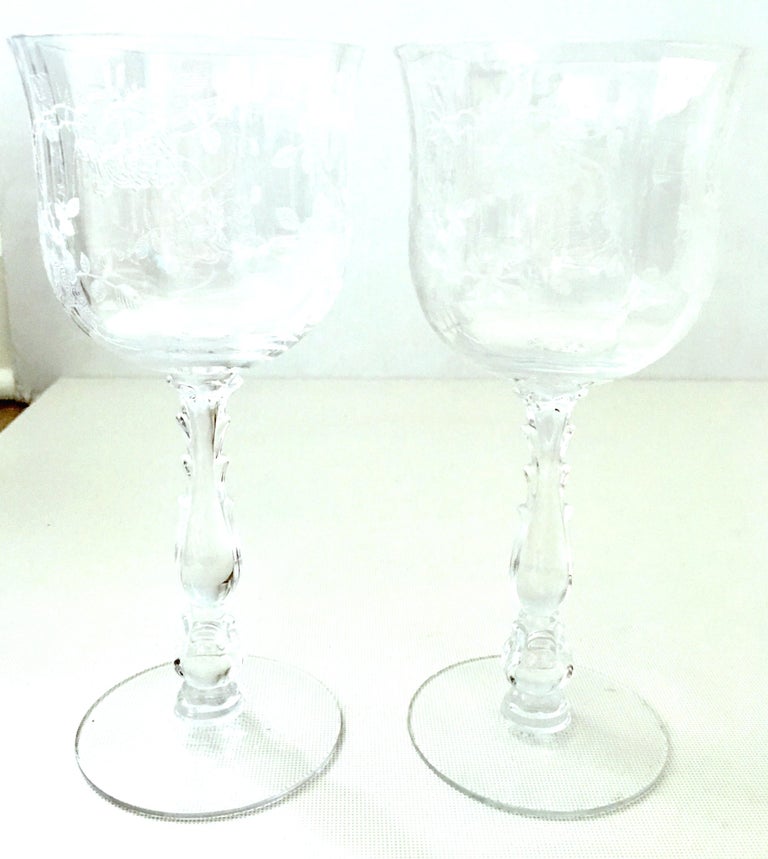 Mid-20th Century American Etched Crystal Stem Glasses Set of Seven ...
