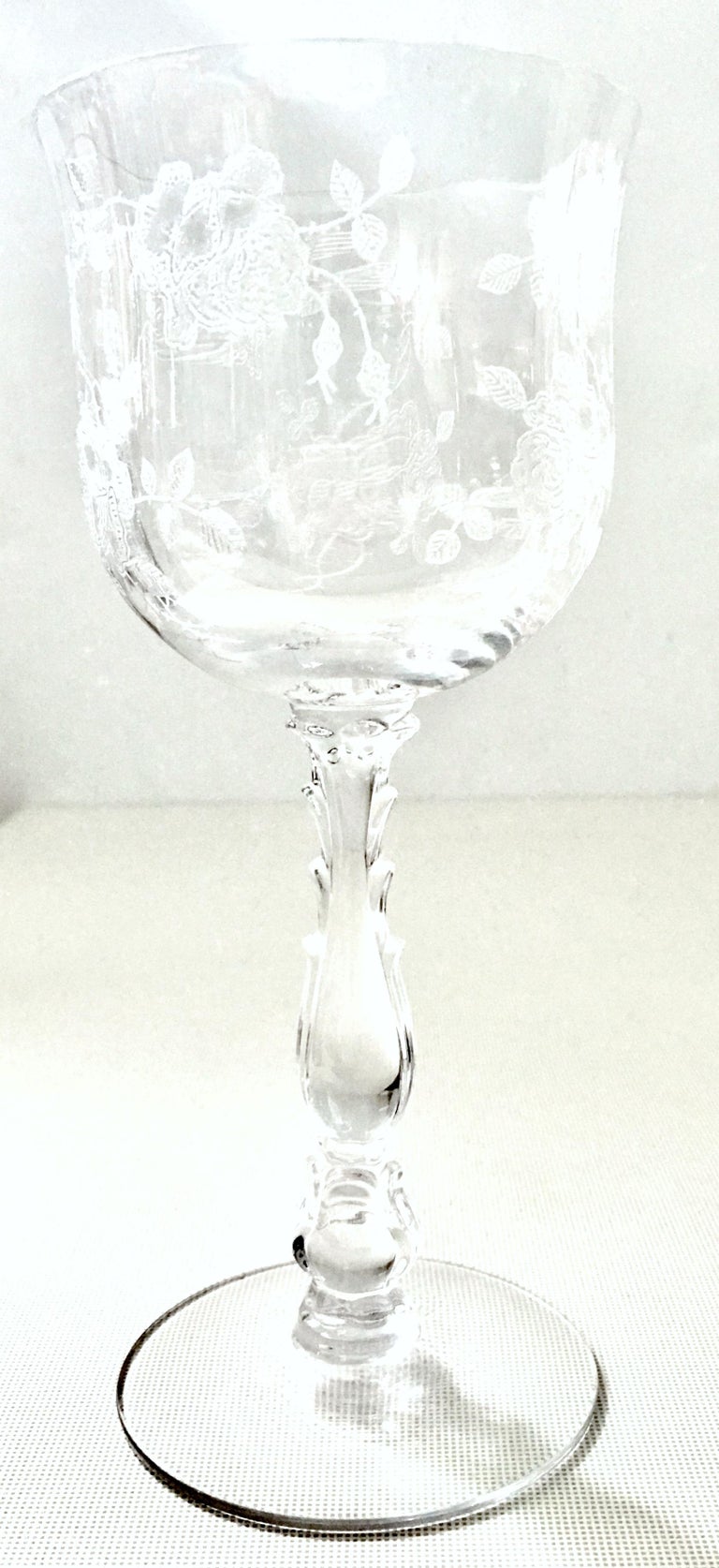 Mid-20th Century American Etched Crystal Stem Glasses Set of Seven ...