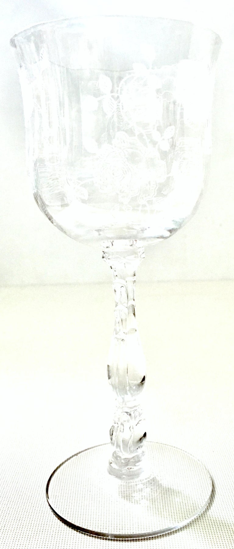 Mid-20th Century American Etched Crystal Stem Glasses Set of Seven ...