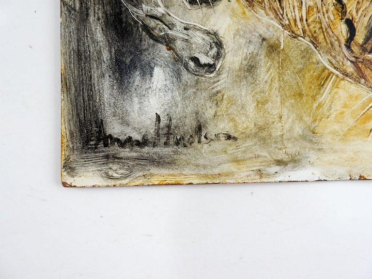 Mid-20th Century Anne Hudson Modernist Cat Painting For Sale at 1stDibs