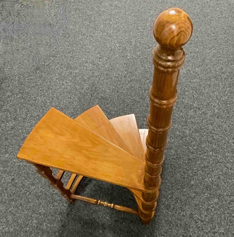 Mid-20th Century Austrian Turned Nut Wood Spiral Step Library Ladder ...