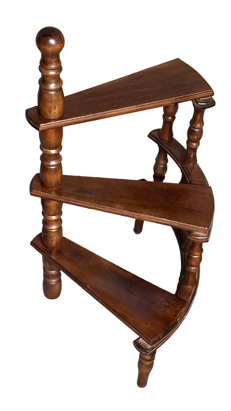Mid-20th Century Austrian Turned Nut Wood Spiral Step Library Ladder ...