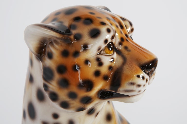 Mid 20th Century Big Rare Ceramic Leopard Decorative Sculpture, Italy ...