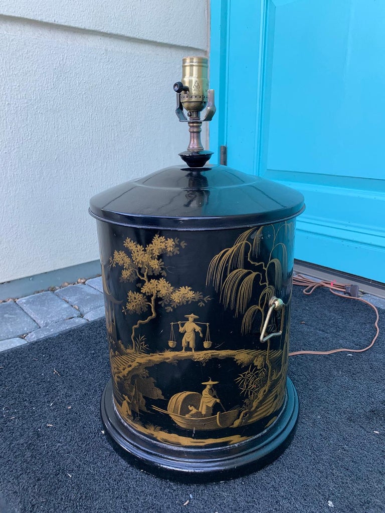 Mid-20th Century Black Tea Tin Lamp For Sale at 1stDibs