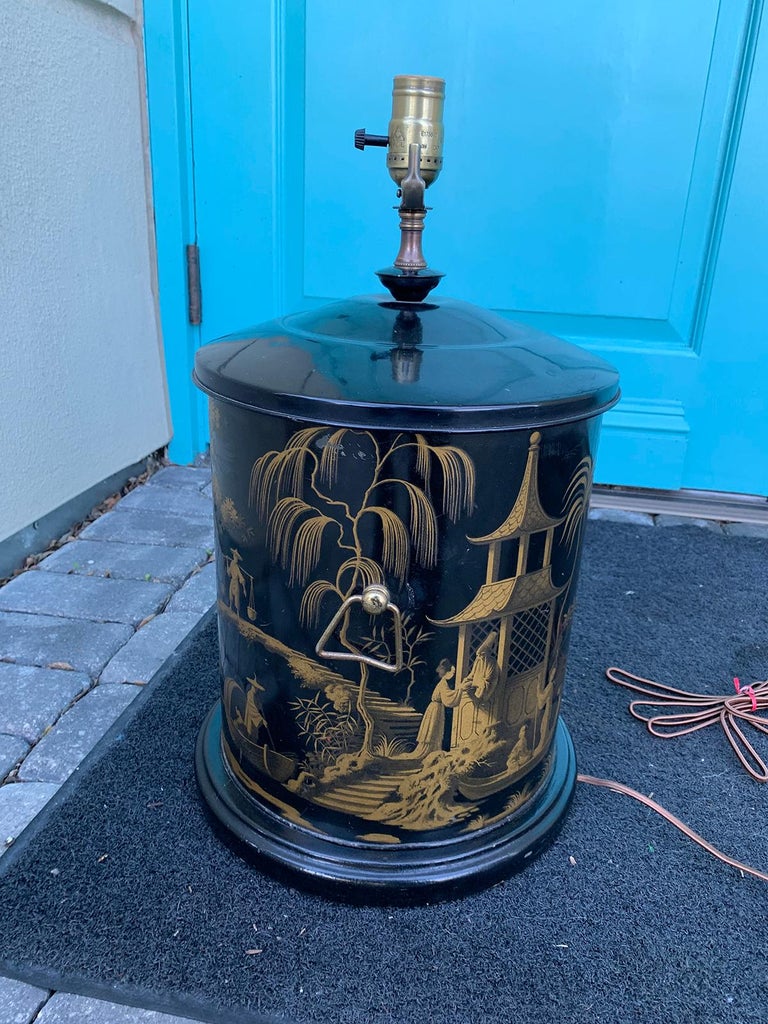 Mid-20th Century Black Tea Tin Lamp For Sale at 1stDibs