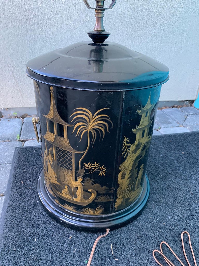 Mid-20th Century Black Tea Tin Lamp For Sale at 1stDibs