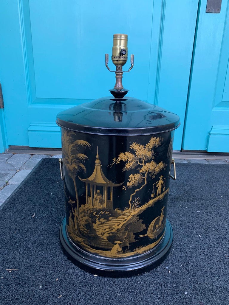 Mid-20th Century Black Tea Tin Lamp For Sale at 1stDibs