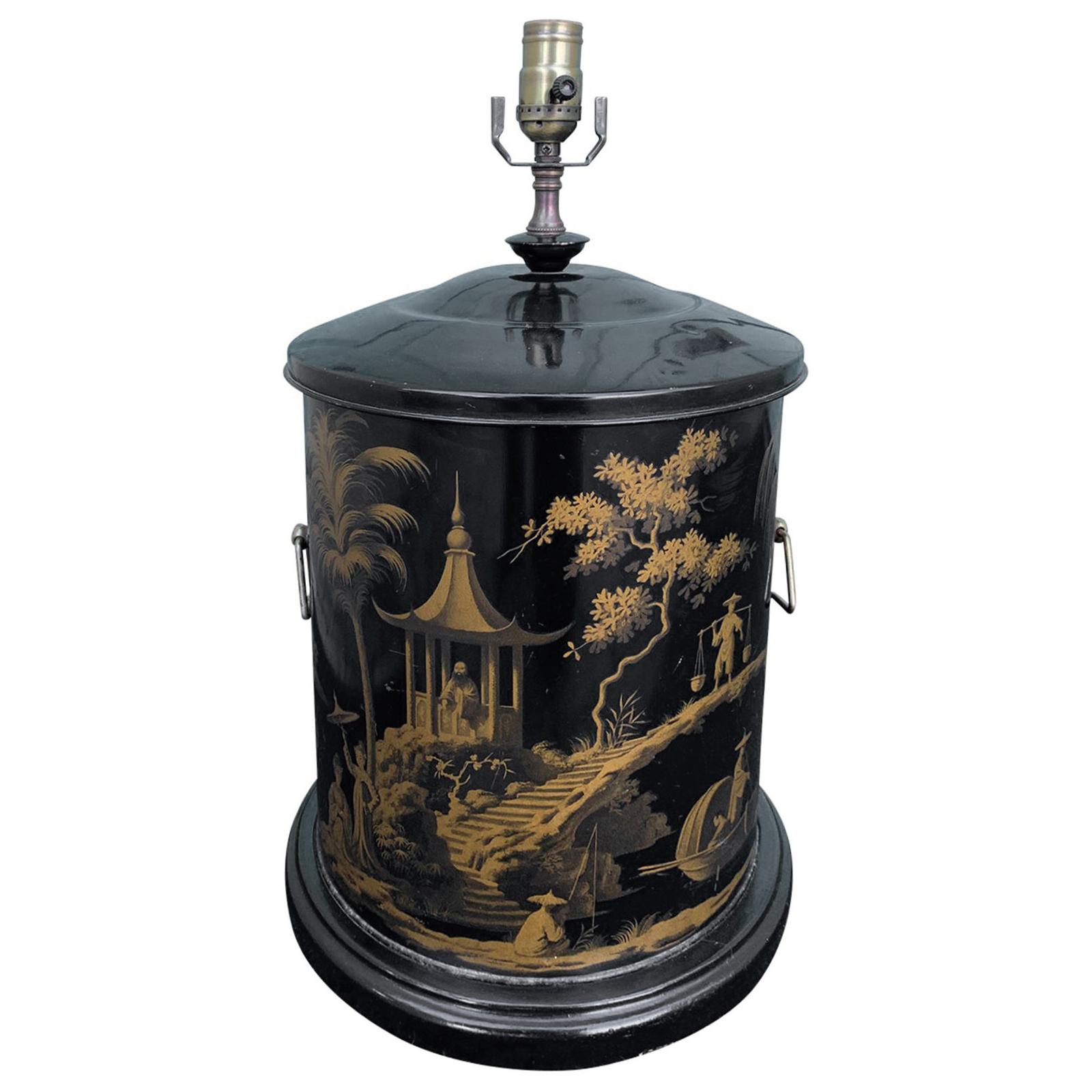 Pair Handpainted Lemon Tree Botanical Tea Tin Lamps at 1stDibs