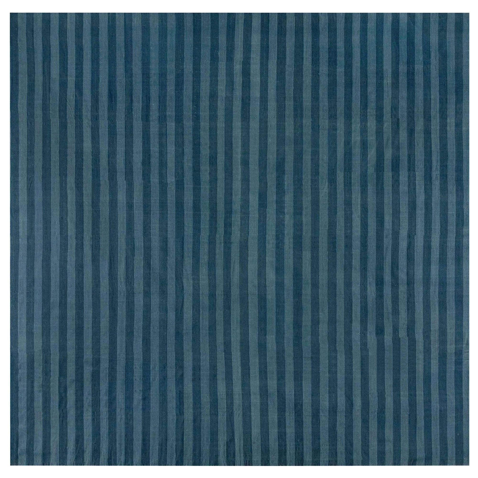 Multi-Color Striped Cotton Indian Dhurrie Rug For Sale at 1stDibs