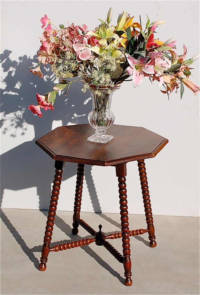 Mid-20th Century Bobbin Side Table with Octagonal Top For Sale at ...