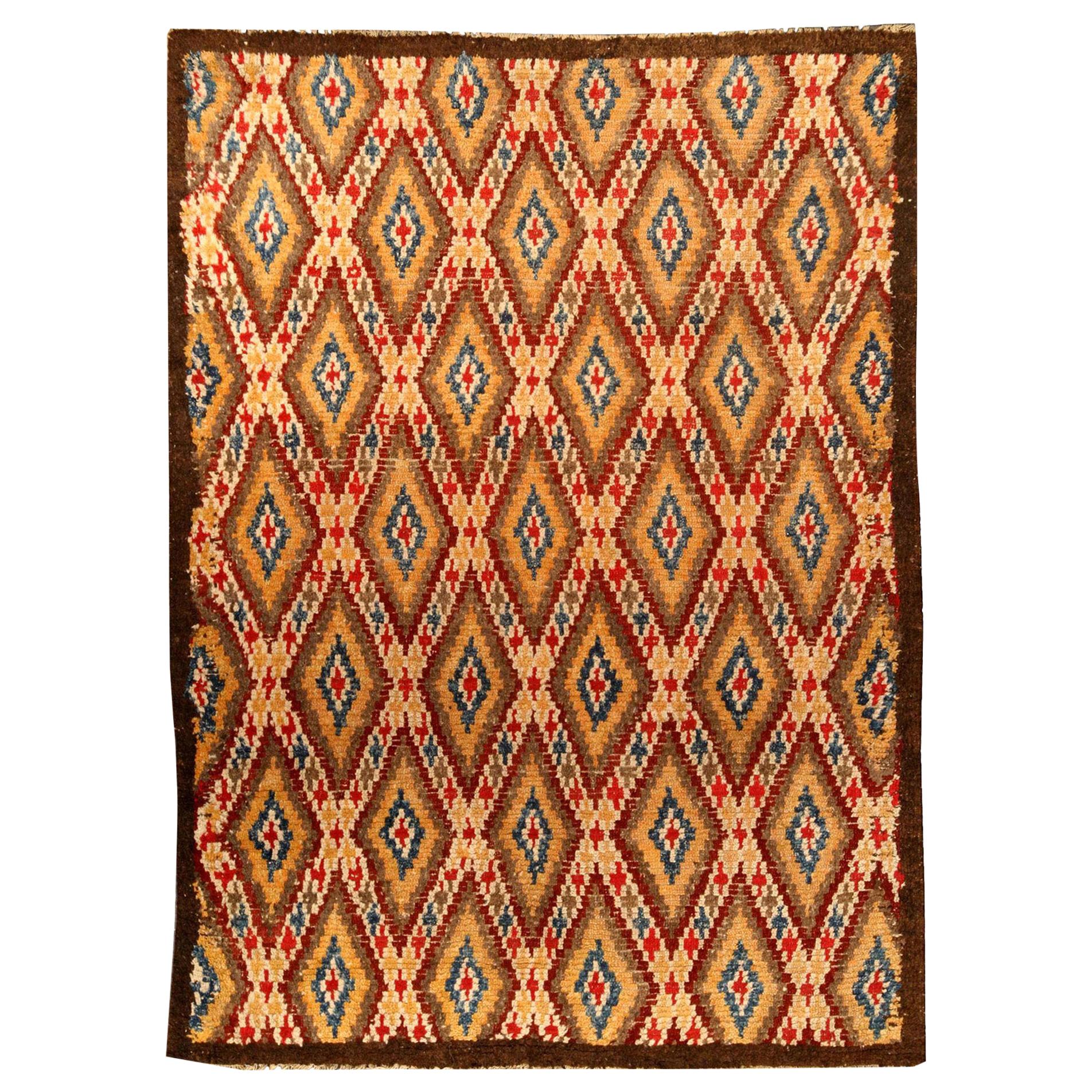 Contemporary Abstract Yellow, Red and Blue Moroccan Wool Rug at 1stDibs