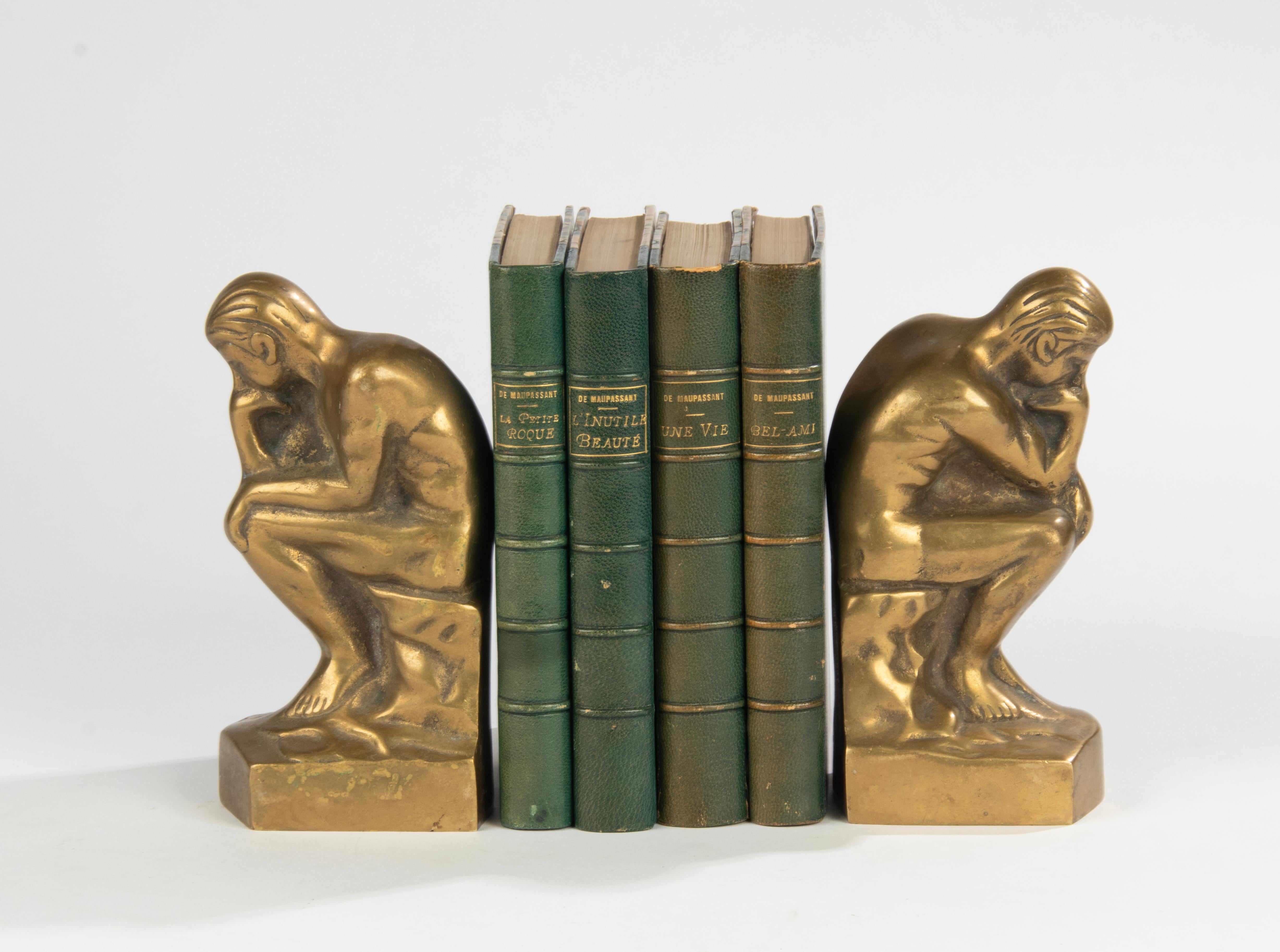 Mid-20th Century Brass Bookends Inspired by 'the Thinker' from Auguste ...