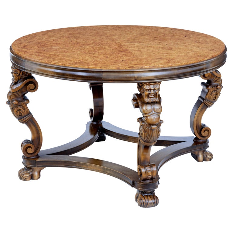 Mid-20th Century Carved Burr Birch Coffee Table For Sale at 1stDibs