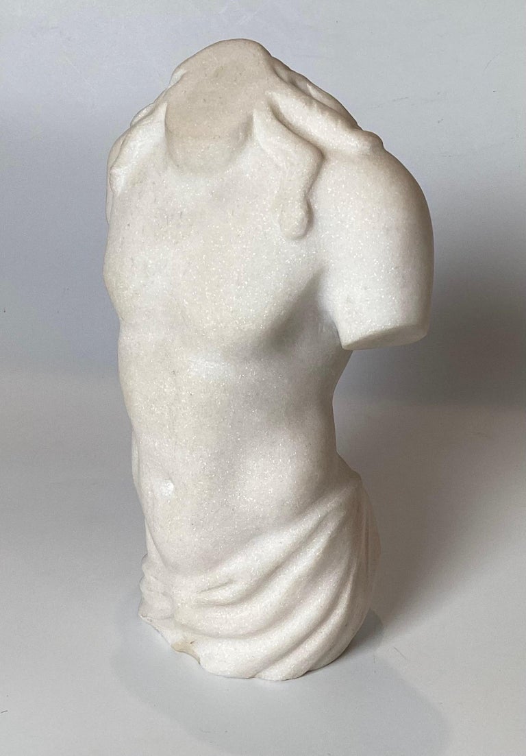 Mid 20th Century Carved Marble Sculpture of Male Torso For Sale at 1stDibs