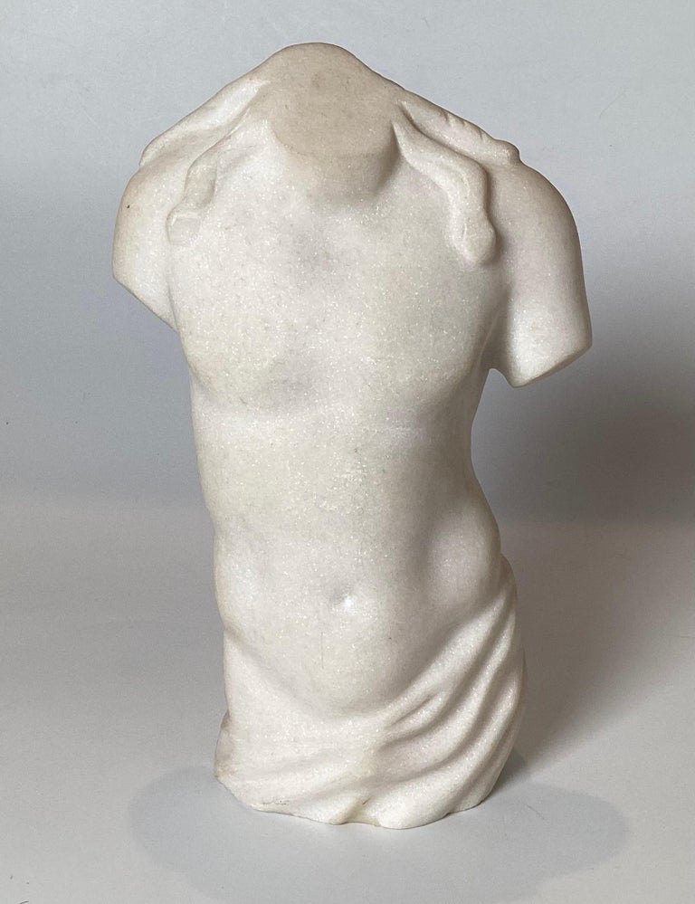 Mid 20th Century Carved Marble Sculpture of Male Torso For Sale at 1stDibs