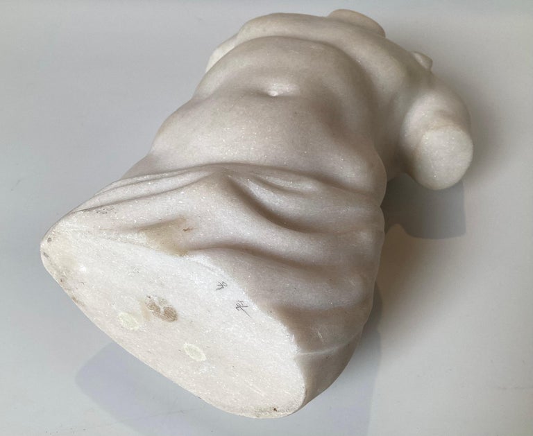Mid 20th Century Carved Marble Sculpture of Male Torso For Sale at 1stDibs