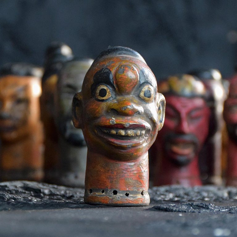 Mid-20th Century Carved Wooden Wayang Potehi Puppets Head Collection at ...