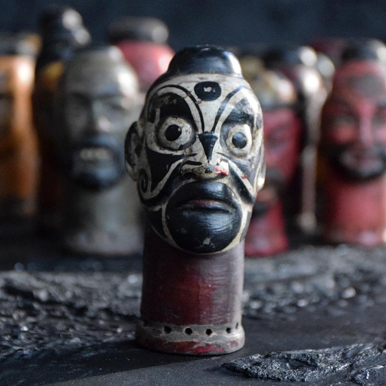 Mid-20th Century Carved Wooden Wayang Potehi Puppets Head Collection at ...