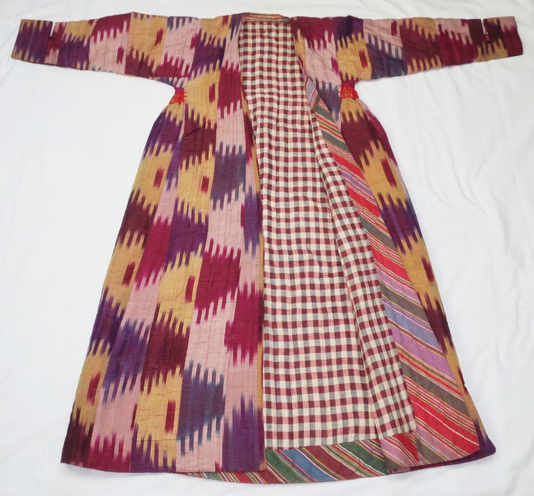 Mid 20th Century Central Asian Quilted Silk Ikat Chapan Robe Coat For ...