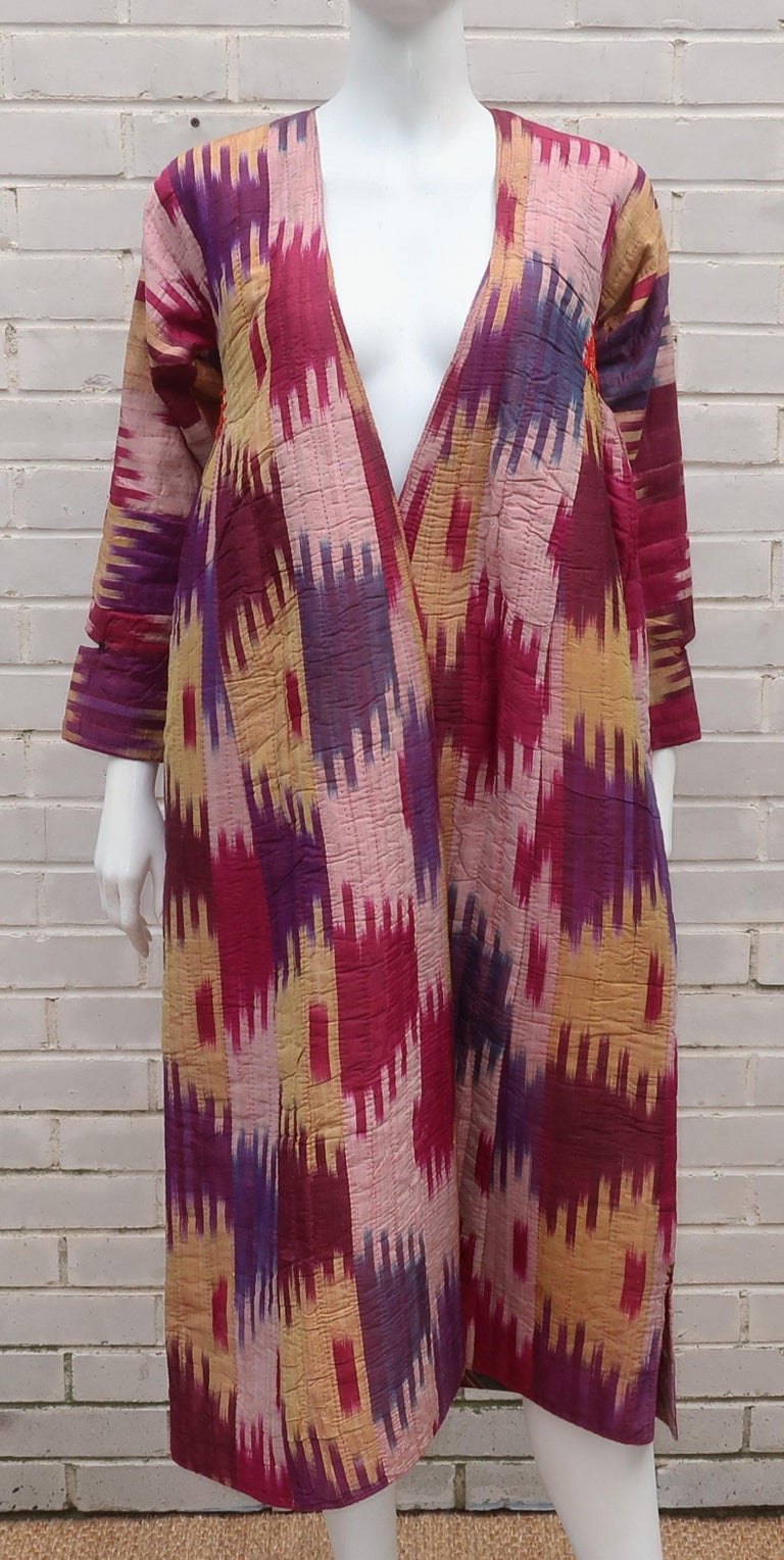 Mid 20th Century Central Asian Quilted Silk Ikat Chapan Robe Coat For ...