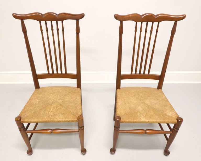Mid 20th Century Cherry Farmhouse Dining Side Chairs with Rush Seats ...