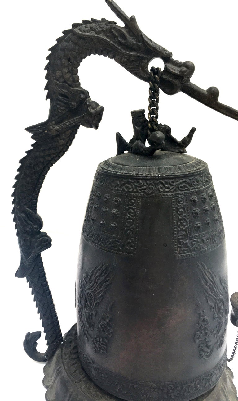 Mid-20th Century Chinese Bronze Sculptural Dragon Large Gong Bell at ...