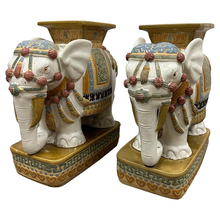 Mid-20th Century Chinese Colored Glaze Ceramic Elephant Garden Seat ...