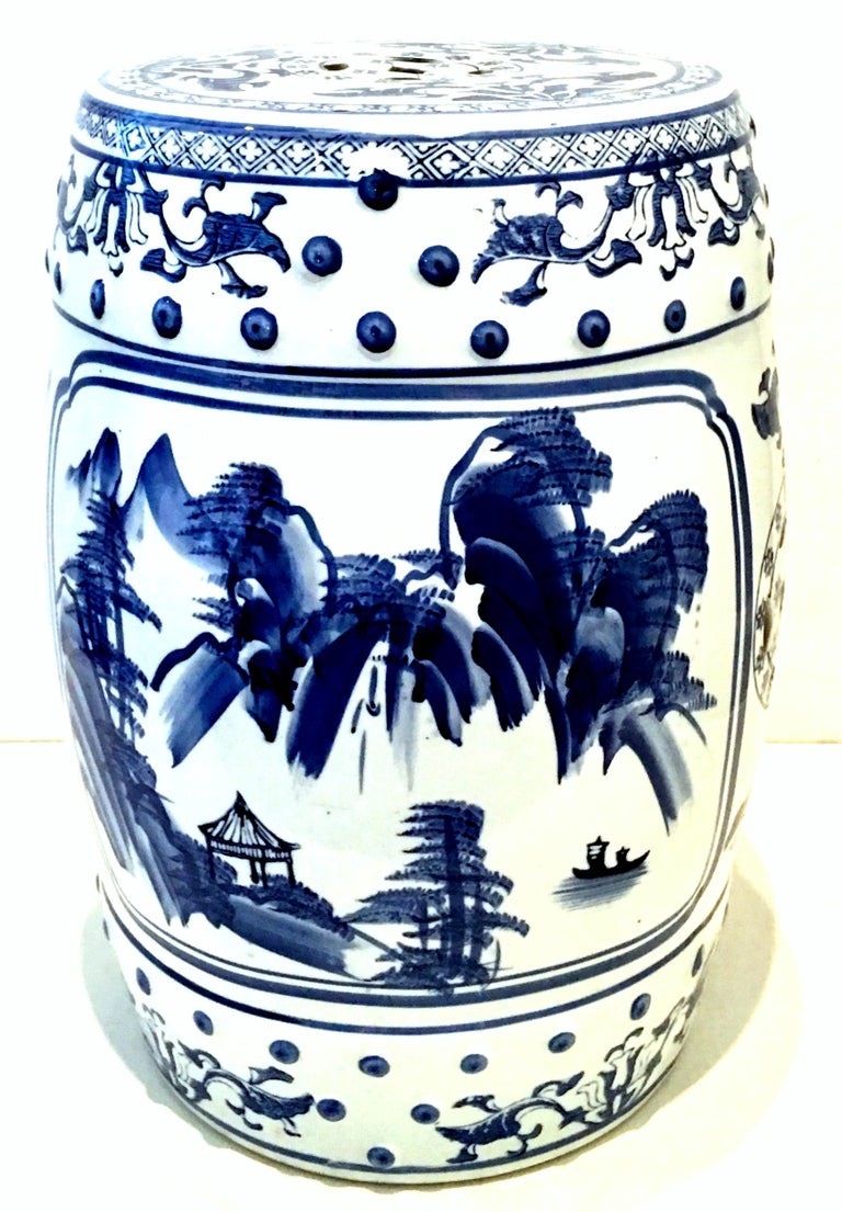 Mid-20th Century Chinese Export Hand-Painted Blue and White Garden ...