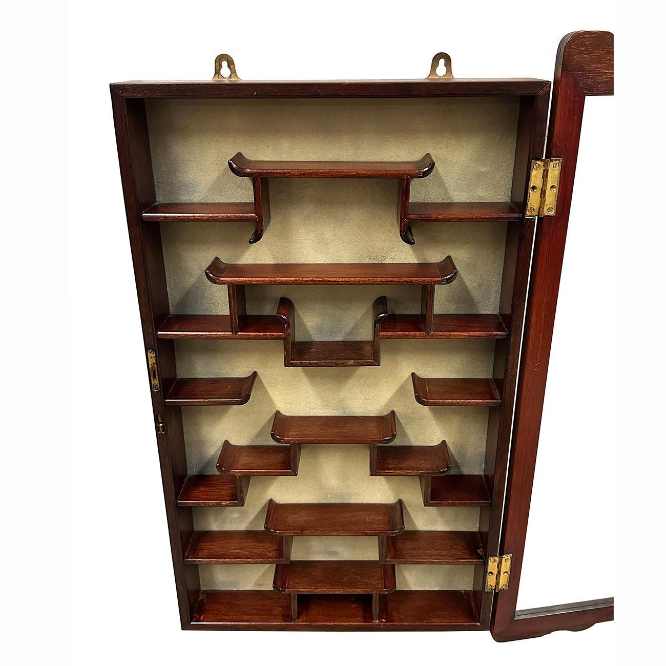 Mid-20th Century Chinese Hardwood Wall Mounted Display/Curio Cabinet ...