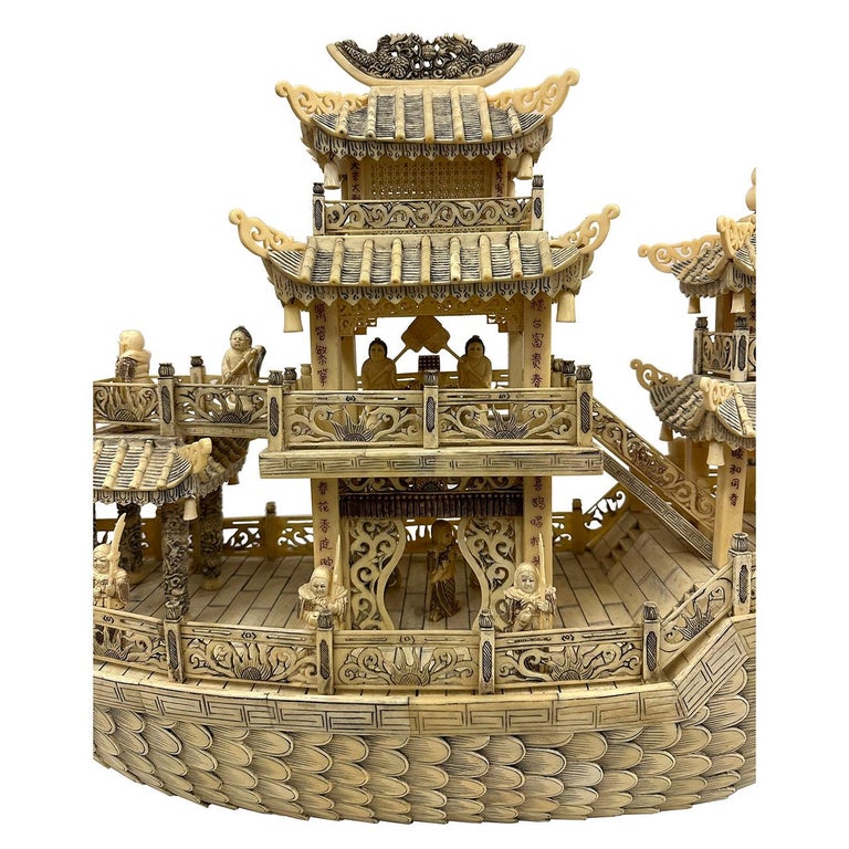 Mid-20th Century, Chinese Large Bone Carved Elaborate Imperial Dragon ...