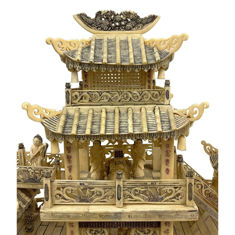 Mid-20th Century, Chinese Large Bone Carved Elaborate Imperial Dragon ...