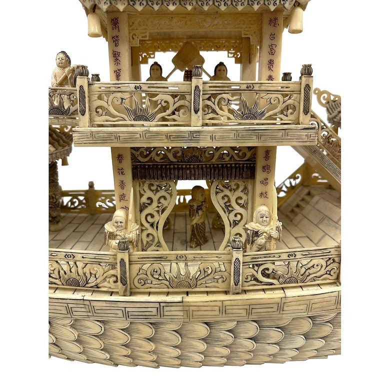 Mid-20th Century, Chinese Large Bone Carved Elaborate Imperial Dragon ...