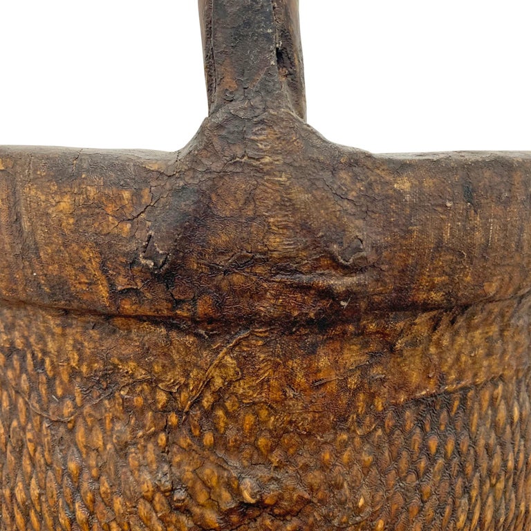 Mid-20th Century Chinese Woven Reed Basket For Sale at 1stDibs