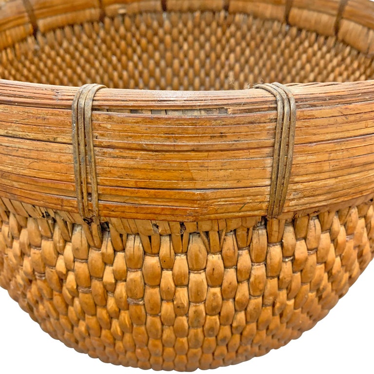 Mid-20th Century Chinese Woven Reed Basket For Sale at 1stDibs