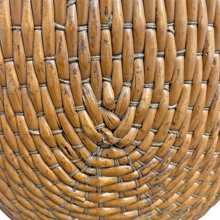 Mid-20th Century Chinese Woven Reed Basket For Sale at 1stDibs