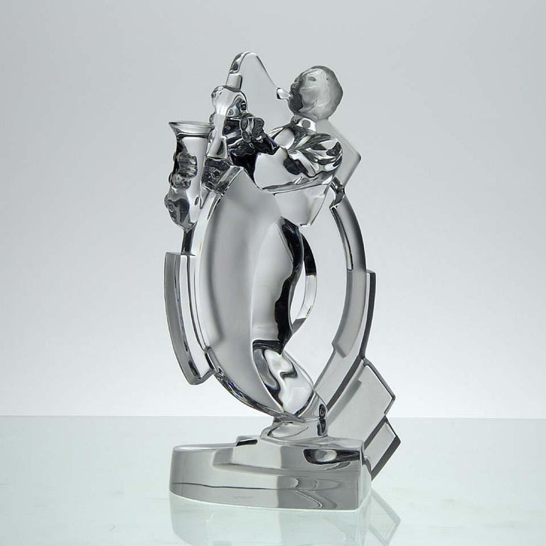 Mid-20th Century Clear Glass Sculpture "Jazz Musician with Saxophone ...