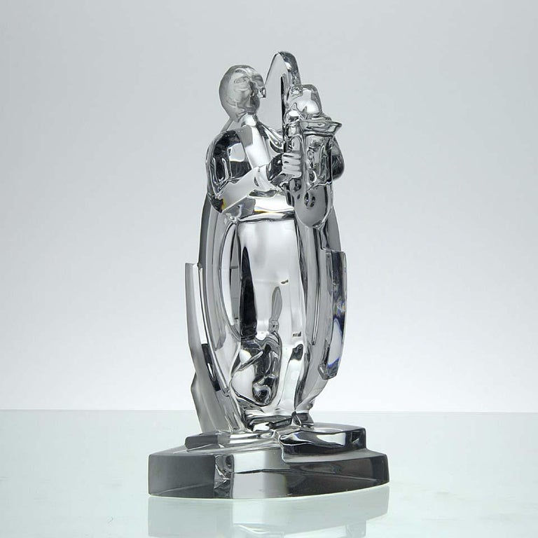 Mid-20th Century Clear Glass Sculpture "Jazz Musician with Saxophone ...