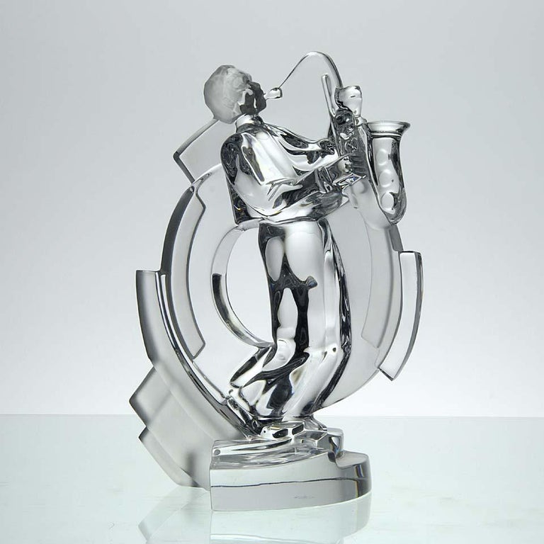 Mid-20th Century Clear Glass Sculpture "Jazz Musician with Saxophone ...
