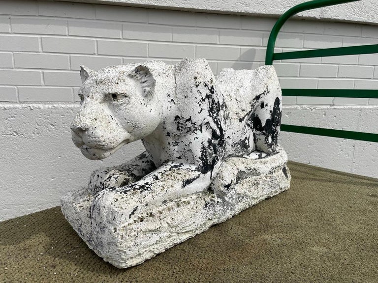 Mid-20th Century Crouching Plaster Panther For Sale at 1stDibs