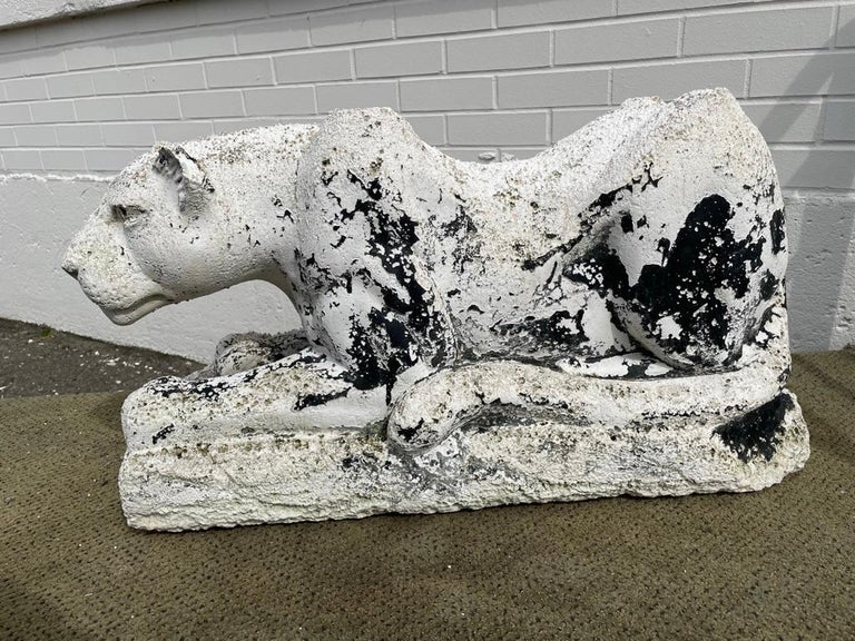 Mid-20th Century Crouching Plaster Panther For Sale at 1stDibs