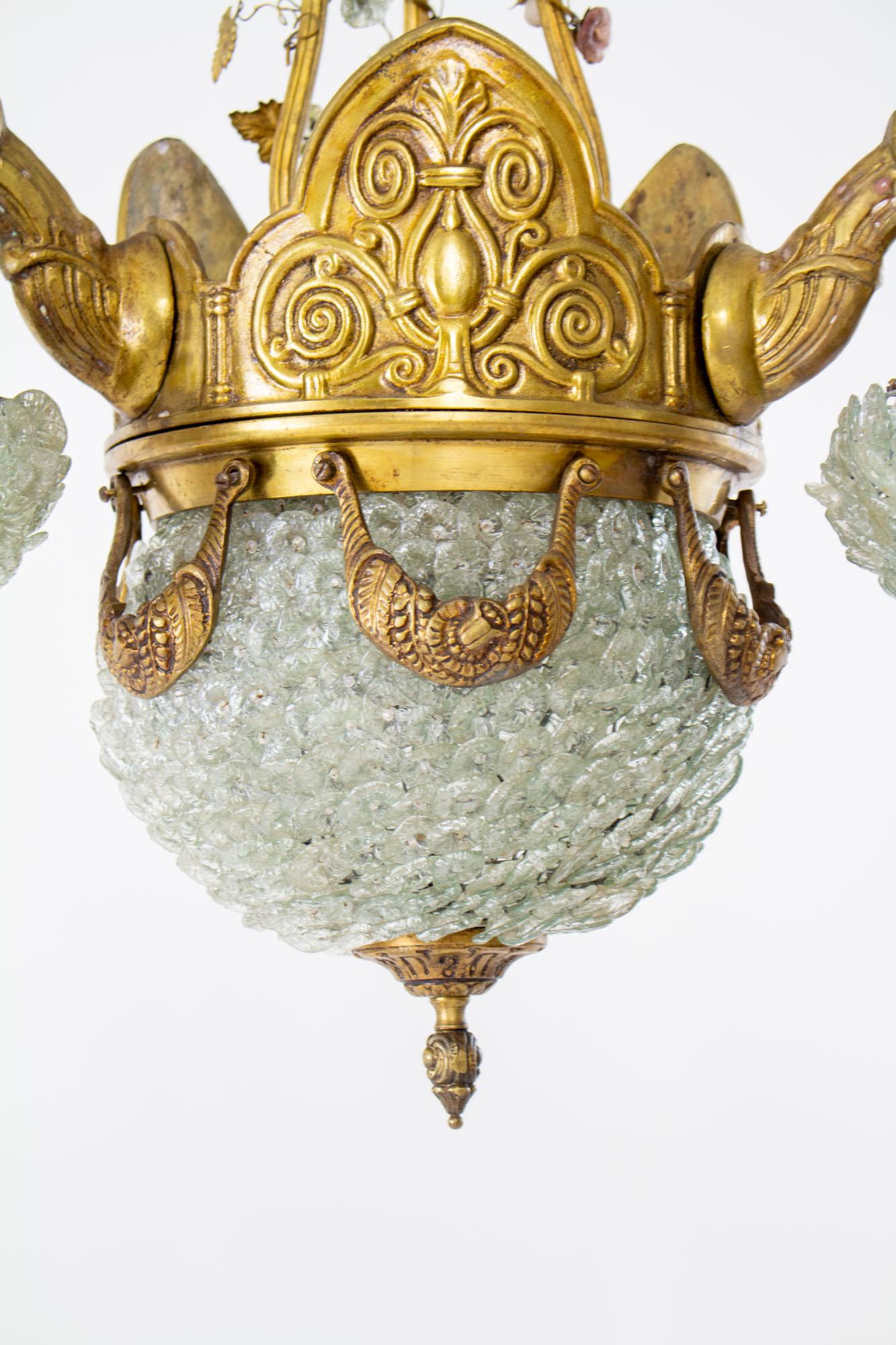 Mid 20th Century Crystal Rosette Basket Fixture With Gargoyles For Sale ...