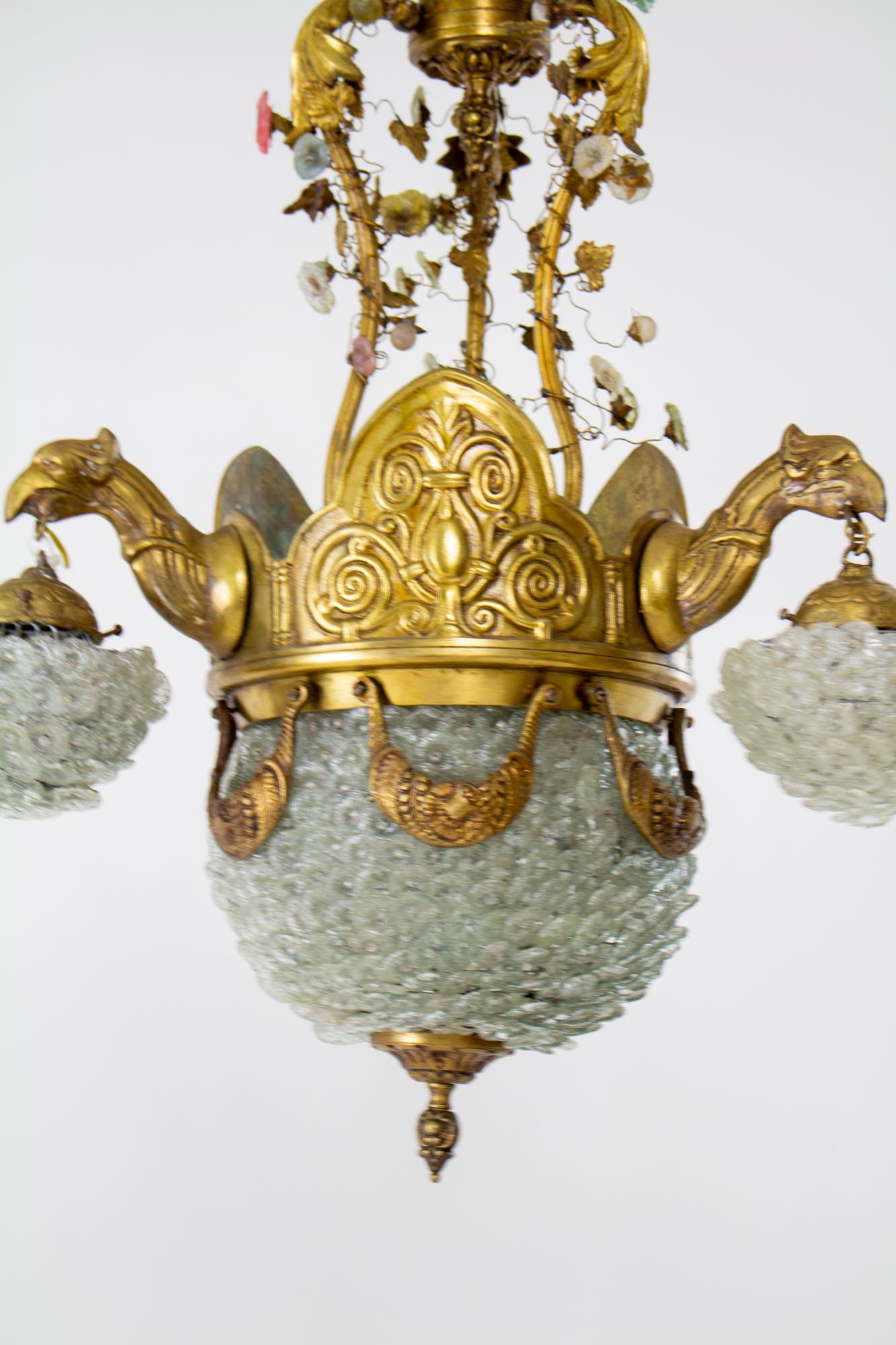 Mid 20th Century Crystal Rosette Basket Fixture With Gargoyles For Sale ...
