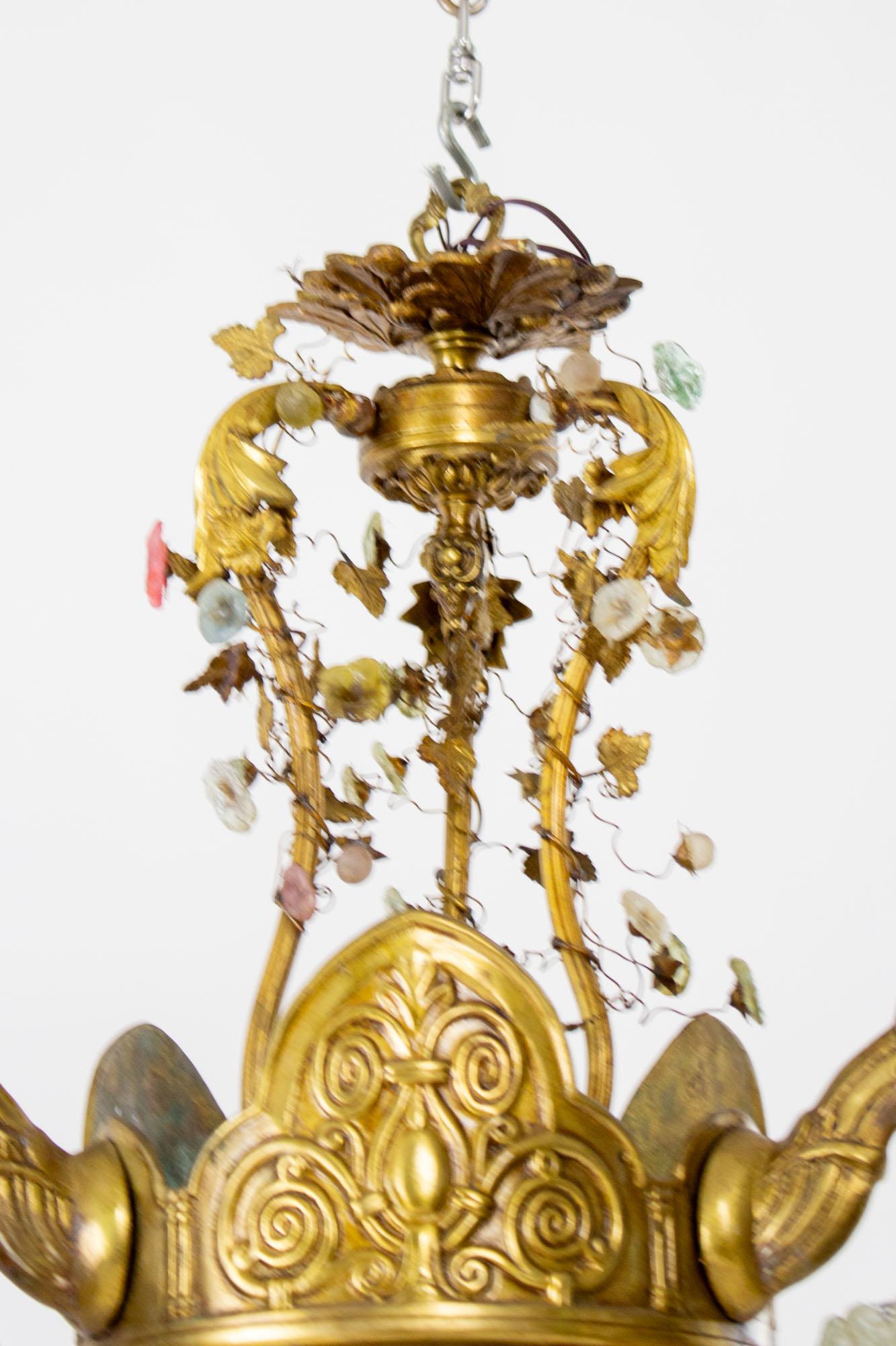 Mid 20th Century Crystal Rosette Basket Fixture With Gargoyles For Sale ...