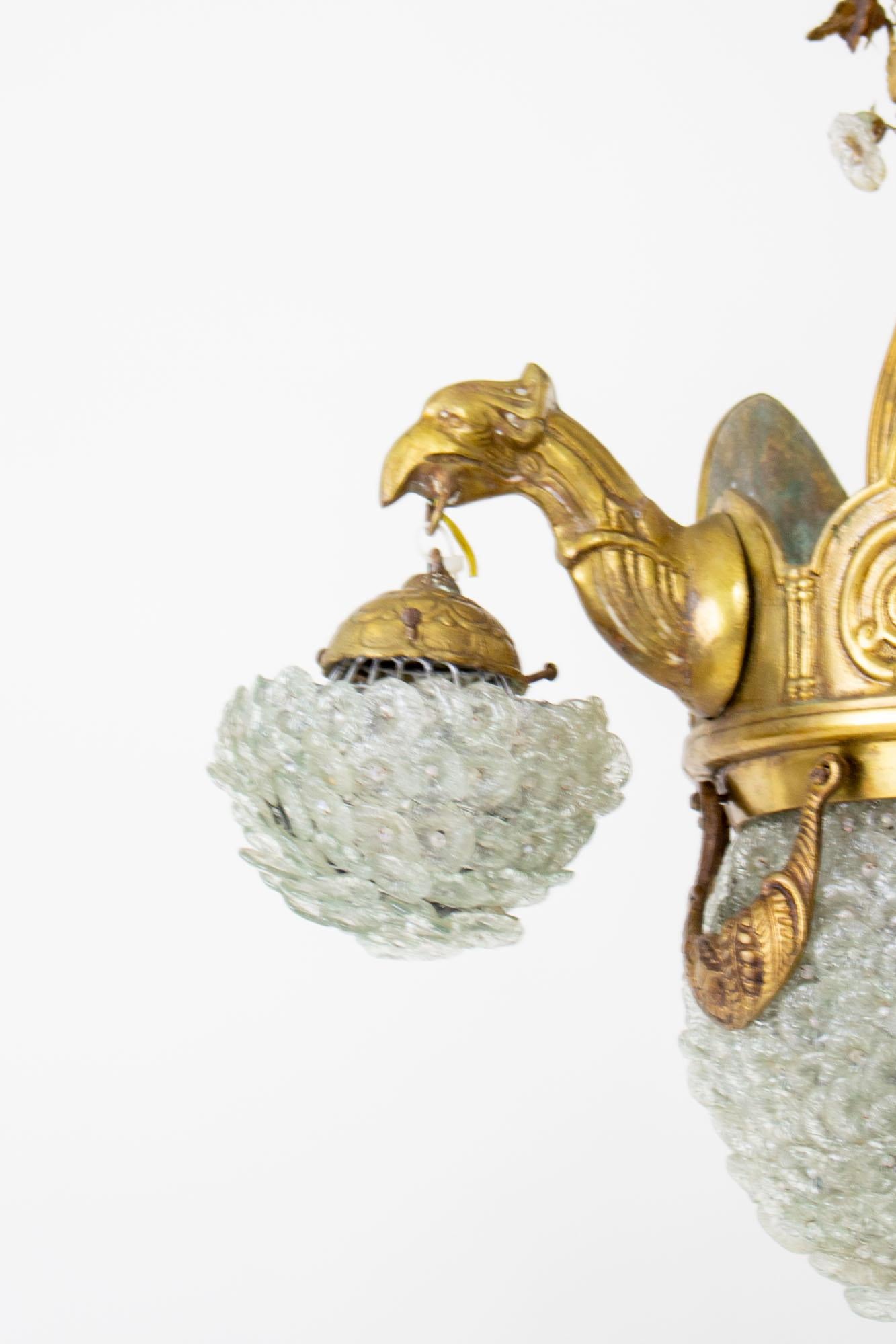 Mid 20th Century Crystal Rosette Basket Fixture With Gargoyles For Sale ...