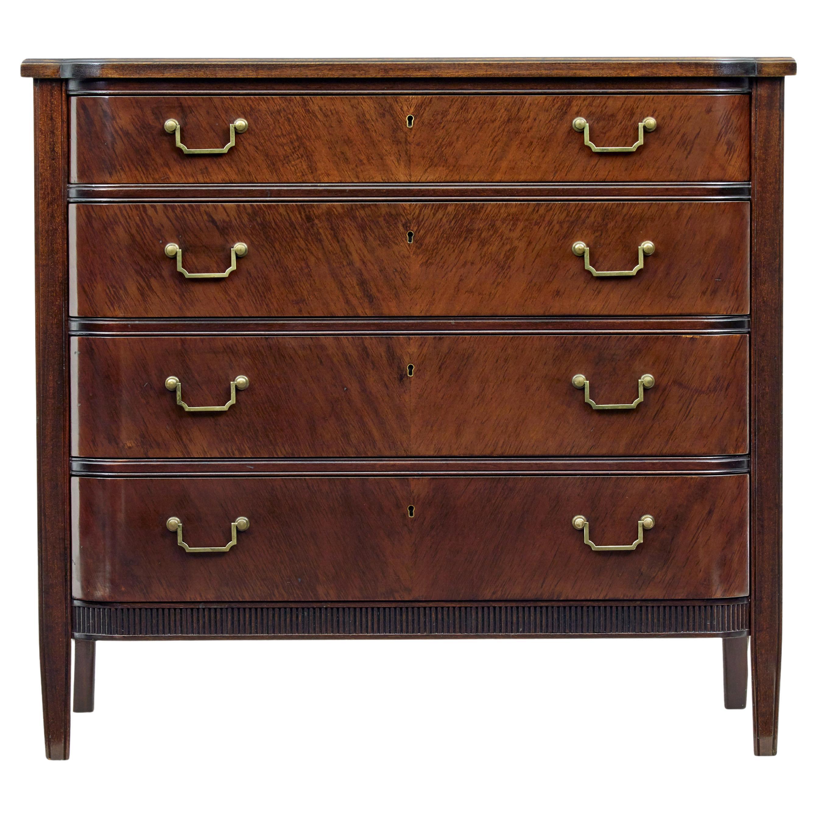 Mid-20th Century Mahogany Marble Top Chest of Drawers For Sale at 1stDibs